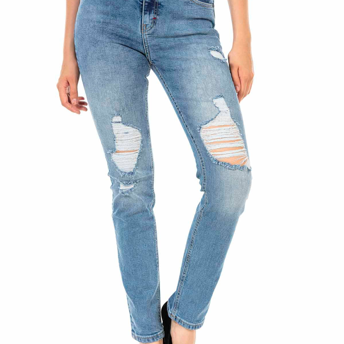 WD452 Women's Slim-Fit jeans with cool Destroyed Elements – Cipo and Baxx